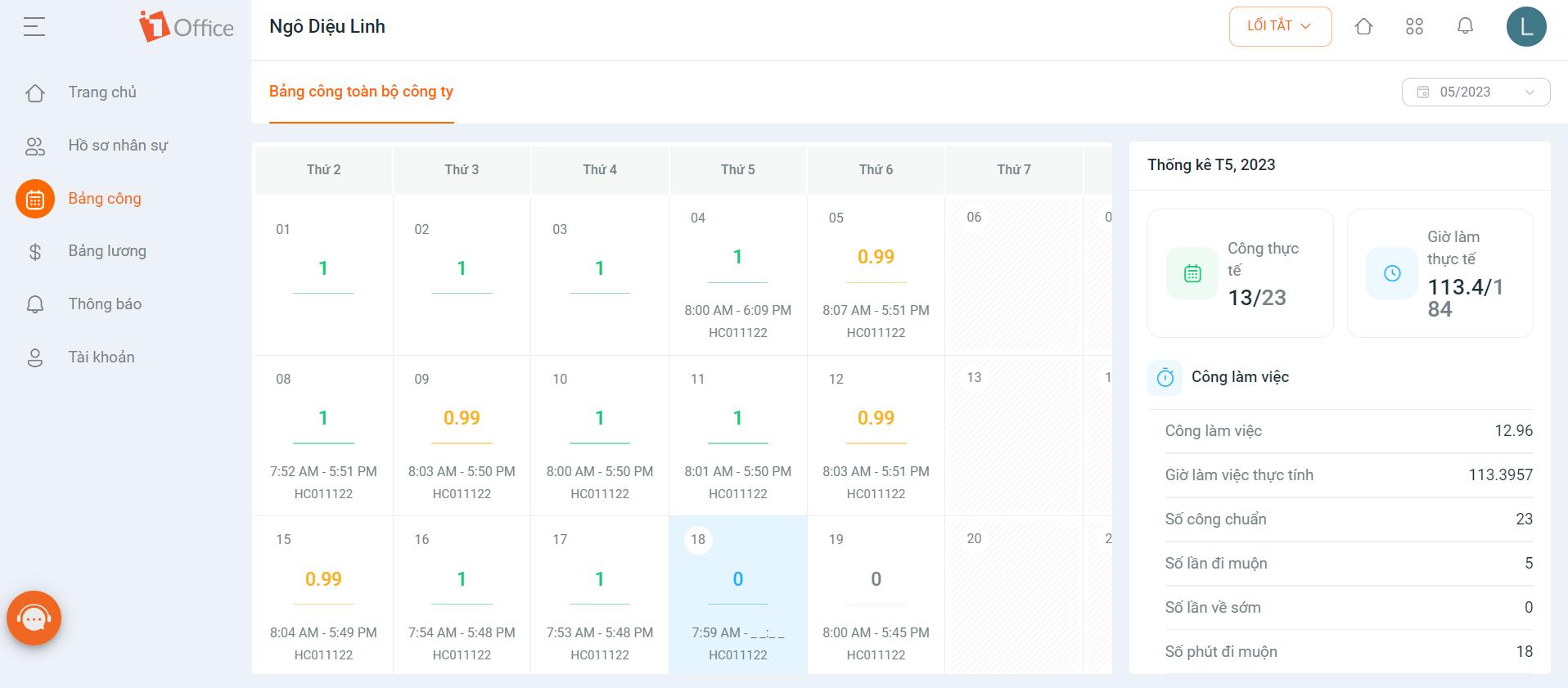 5+ Mẫu bảng chấm công theo giờ đơn giản, dễ dùng