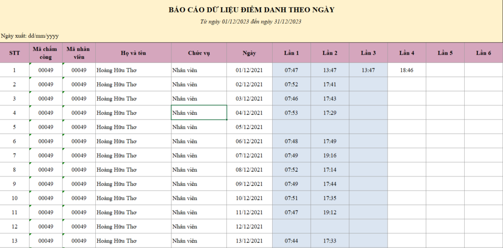15 mẫu bảng chấm công hàng ngày hiệu quả, dễ sử dụng