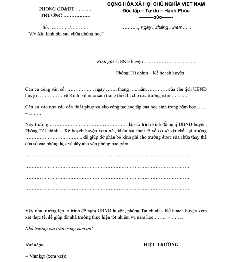 Mẫu Đề Xuất Sửa Chữa Chuẩn 2026 [Tải Word Miễn Phí]